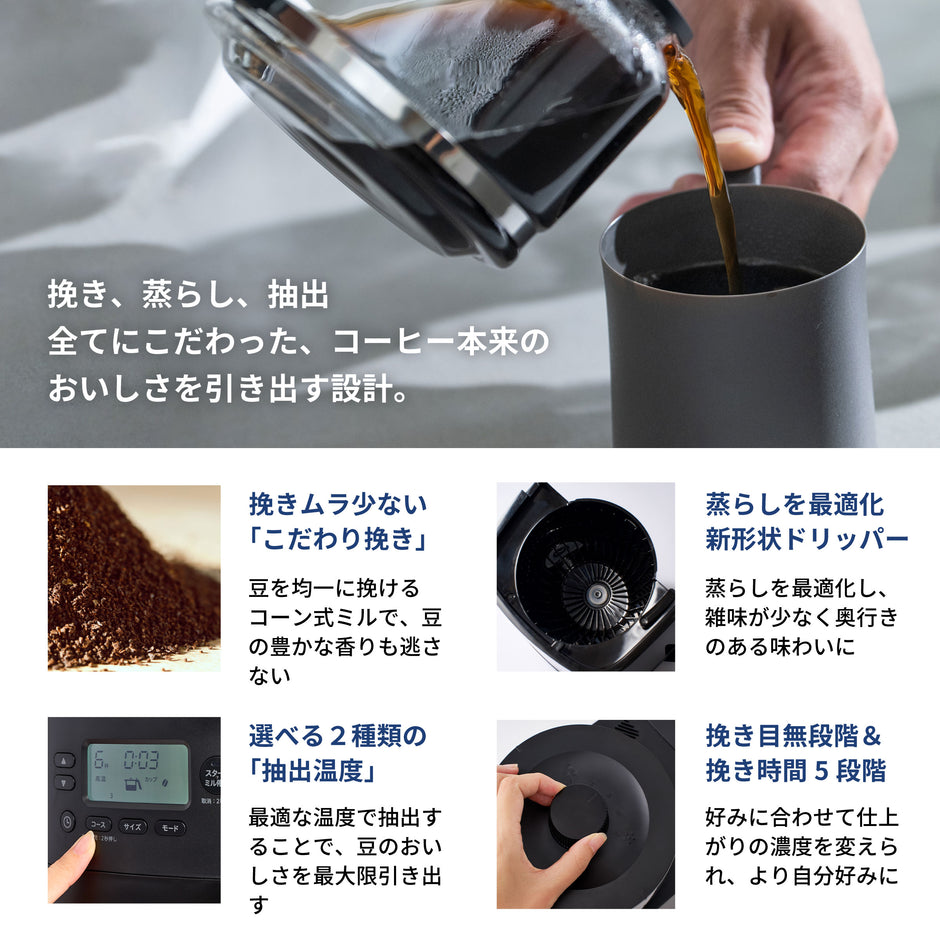 コーン式全自動コーヒーメーカー「カフェばこPRO」 SC-C261 | シロカオンラインストア