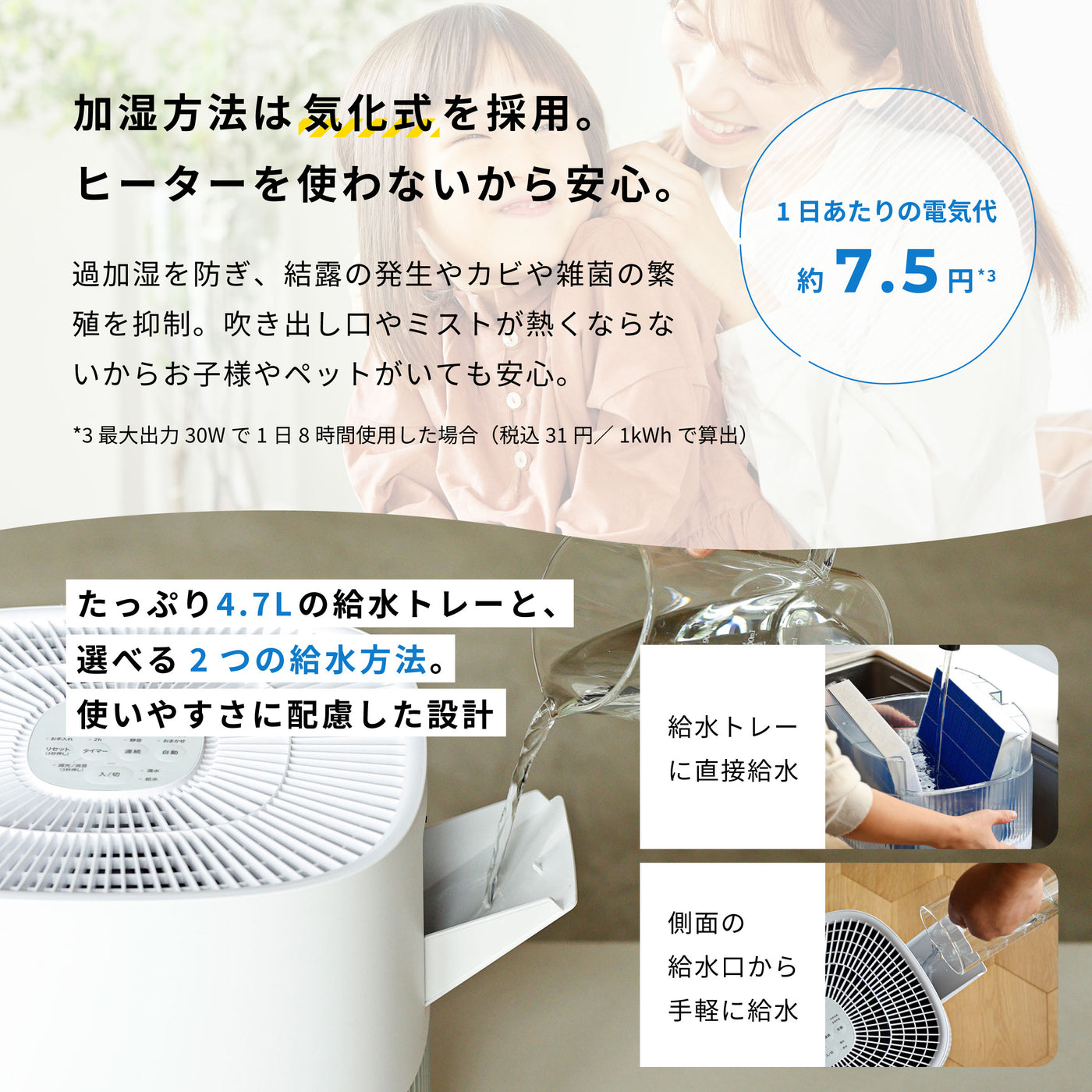 気化式加湿器 SD-E151 | シロカオンラインストア